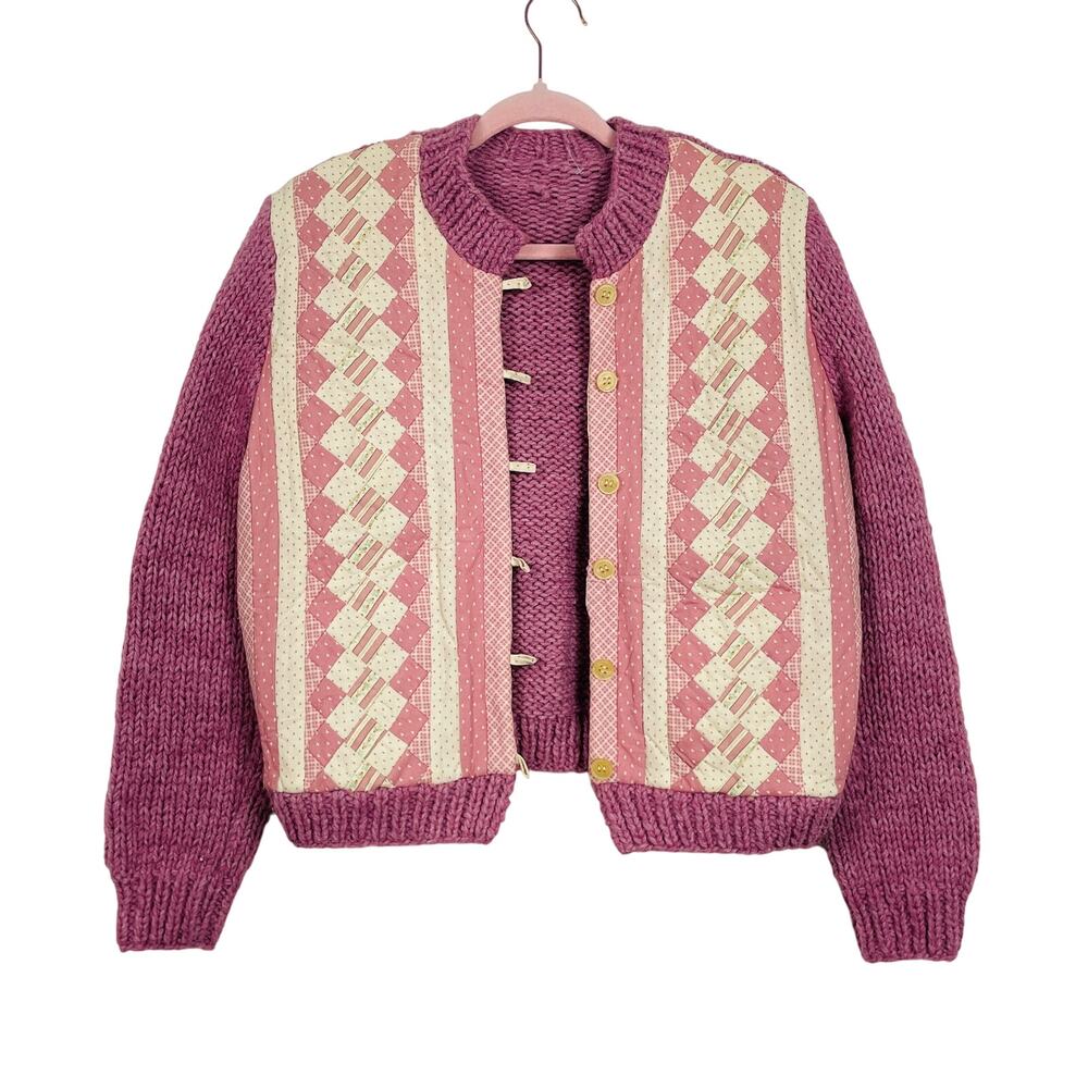 Vintage Grannycore Quilted Retro Cottagecore Sweater … - Gem
